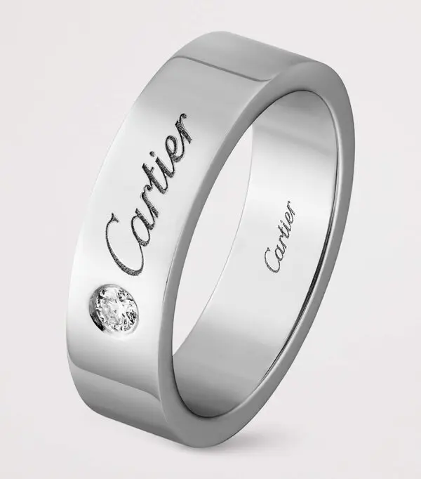 Cartier Platinum And Diamond Wedding Band - Silver