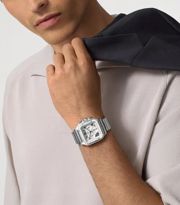 Cartier Santos De Chronograph Watch In Stainless Steel