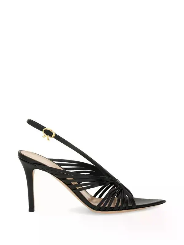 GIANVITO ROSSI Leather Pointed Toe Stiletto Sandals - Black