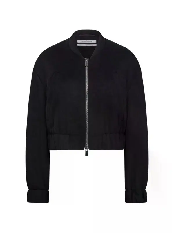 Another Tomorrow Cropped Wool Bomber Jacket