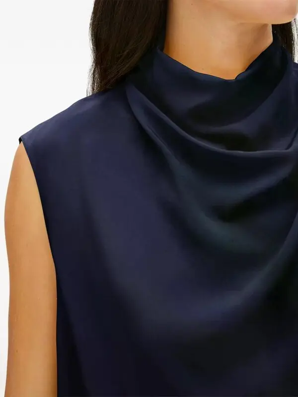 Another Tomorrow Sleeveless Draped Cowl Neck Top - Blue