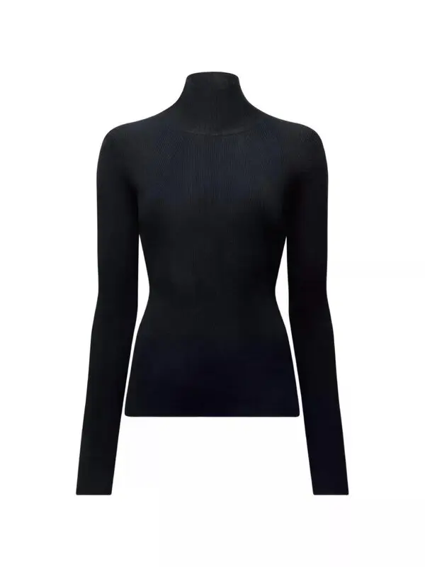 Another Tomorrow Ribbed Turtleneck Long Sleeve Sweater