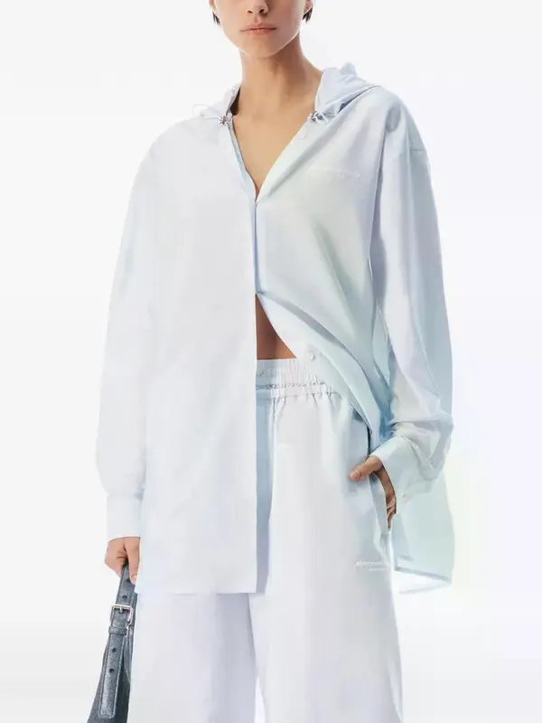 Alexander Wang Striped Drawstring Hood Shirt - Blue