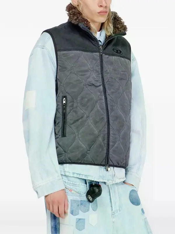 DIESEL® J-alvar Quilted Vest With Faux Fur Trim