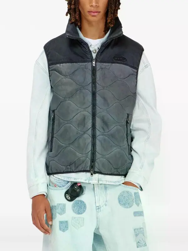 DIESEL® J-alvar Quilted Vest With Faux Fur Trim