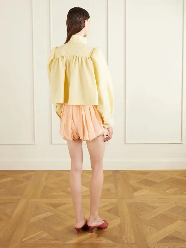 Chloé Pleated Silk-charmeuse Shorts - Orange