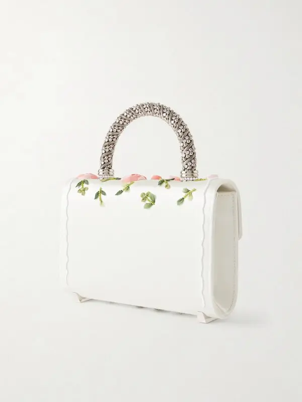 ROGER VIVIER Embellished Floral Satin Clutch