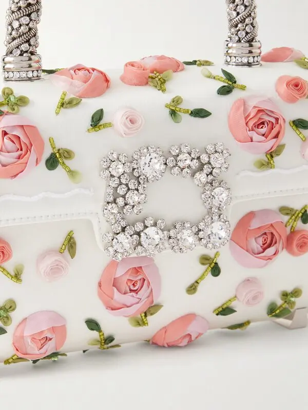 ROGER VIVIER Embellished Floral Satin Clutch