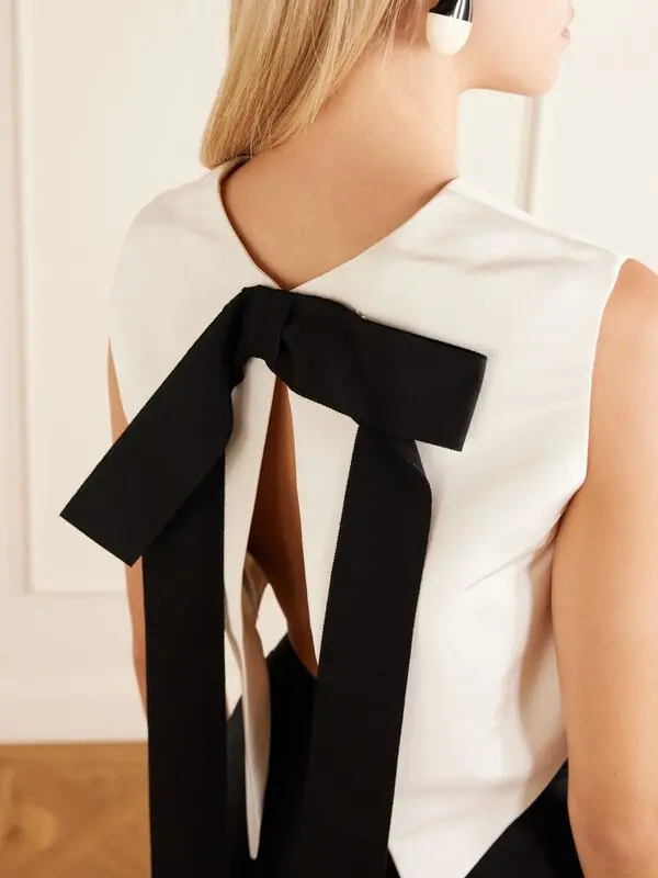 LANVIN Cropped Silk Cady Top With Back Bow Detail