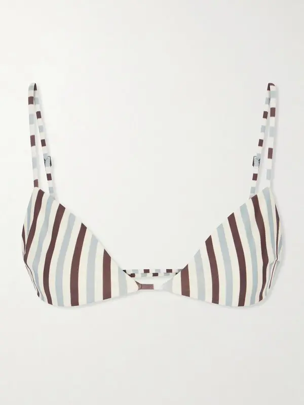 HAIGHT. Vitoria Striped Triangle Bikini Top - Brown