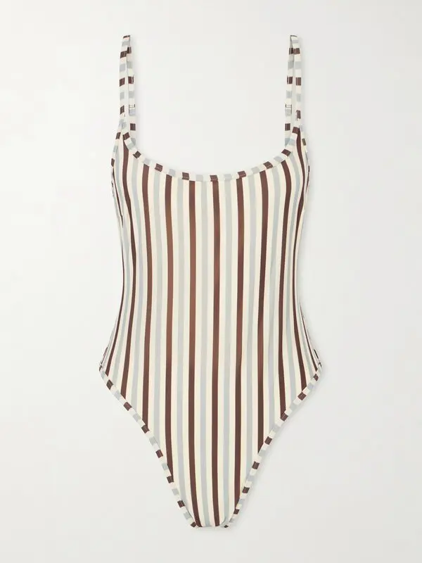 HAIGHT. Pipping Thidu Striped Swimsuit - Brown