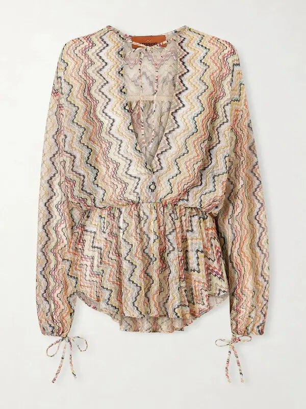 Missoni Mare Gathered Striped Crochet-knit Coverup - Multi