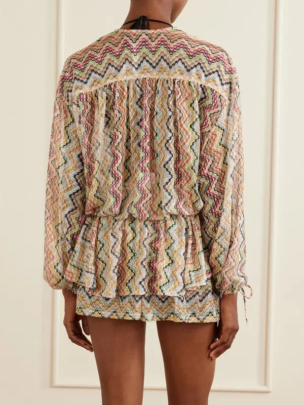 Missoni Mare Gathered Striped Crochet-knit Coverup - Multi