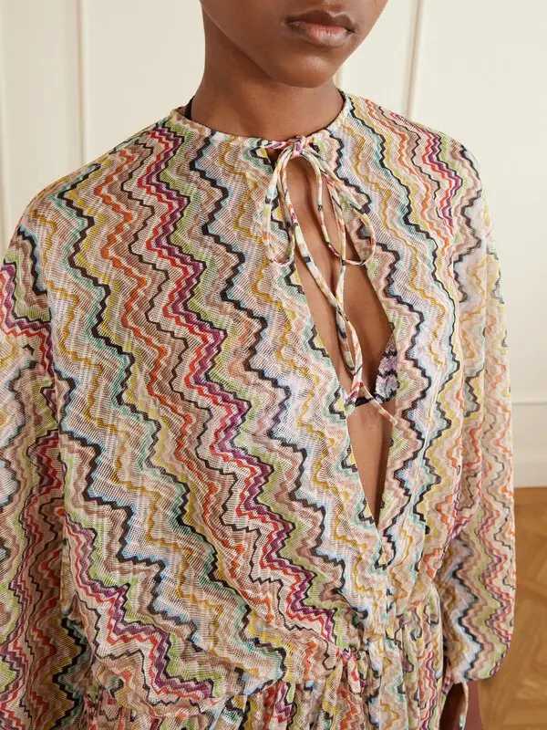 Missoni Mare Gathered Striped Crochet-knit Coverup - Multi
