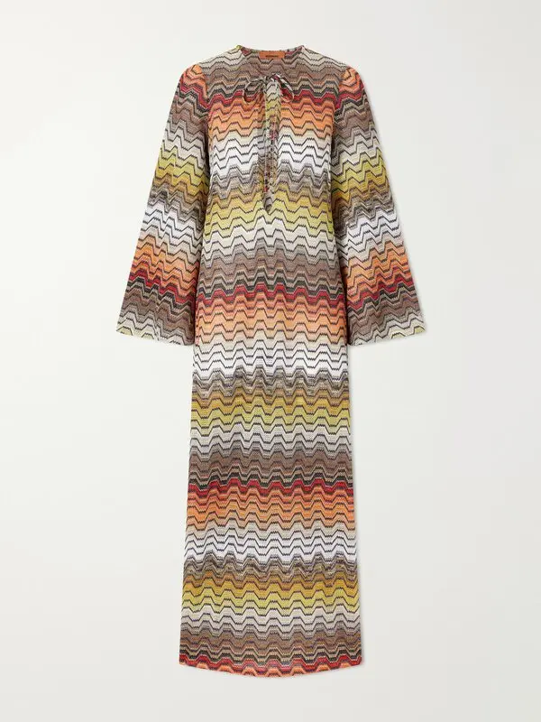Missoni Mare Striped Metallic Crochet-knit Coverup - Multi