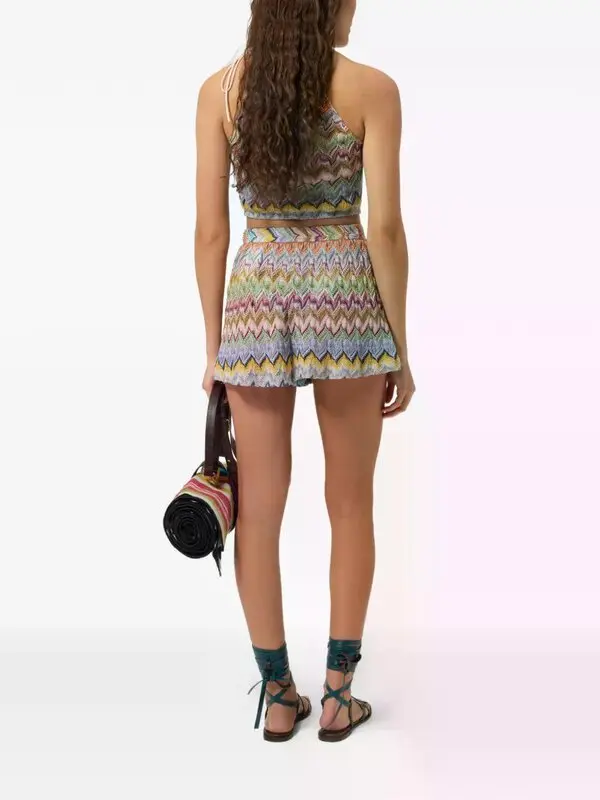 Missoni Zigzag Knit High-waisted Shorts - Blue