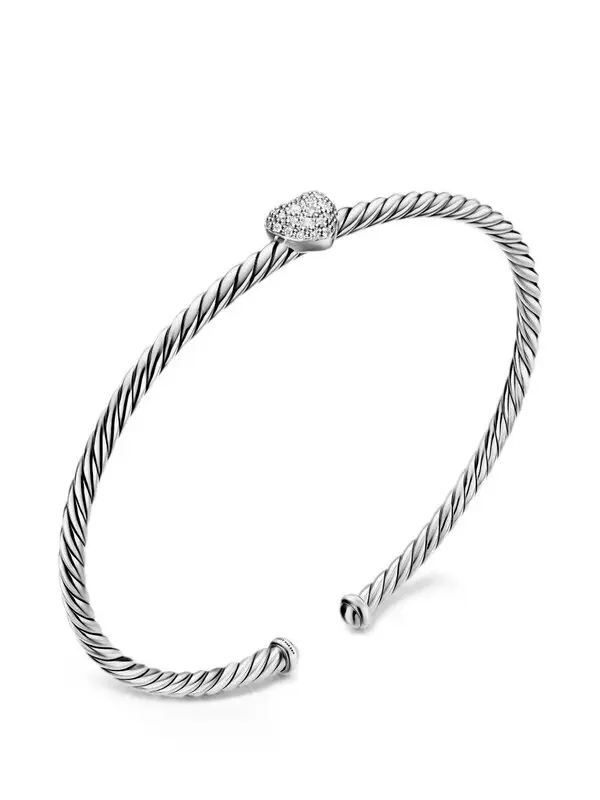 David Yurman Sterling Pavé Diamond Heart Bracelet