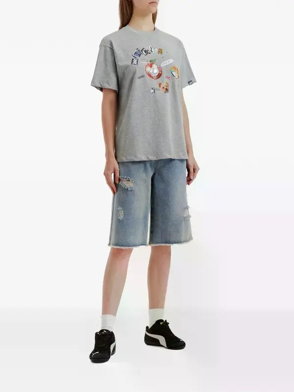 MINI CREAM Graphic Print Crewneck T-shirt - Grey