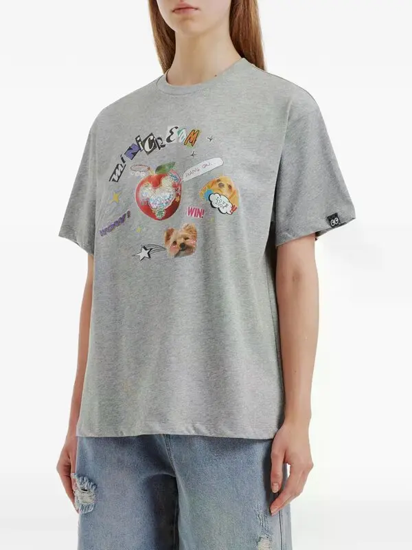 MINI CREAM Graphic Print Crewneck T-shirt - Grey