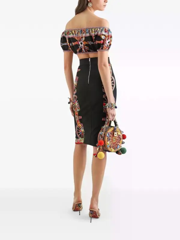 Dolce & Gabbana Carretto Print Poplin Off-the-shoulder Top