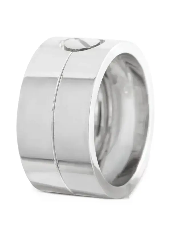 Cartier 18k White Gold Love Screw Motif Wide Band Ring