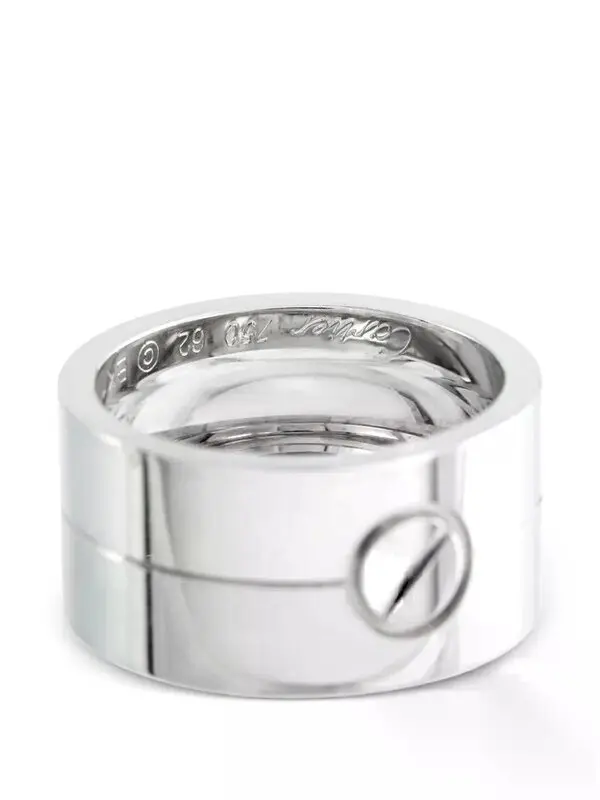 Cartier 18k White Gold Love Screw Motif Wide Band Ring