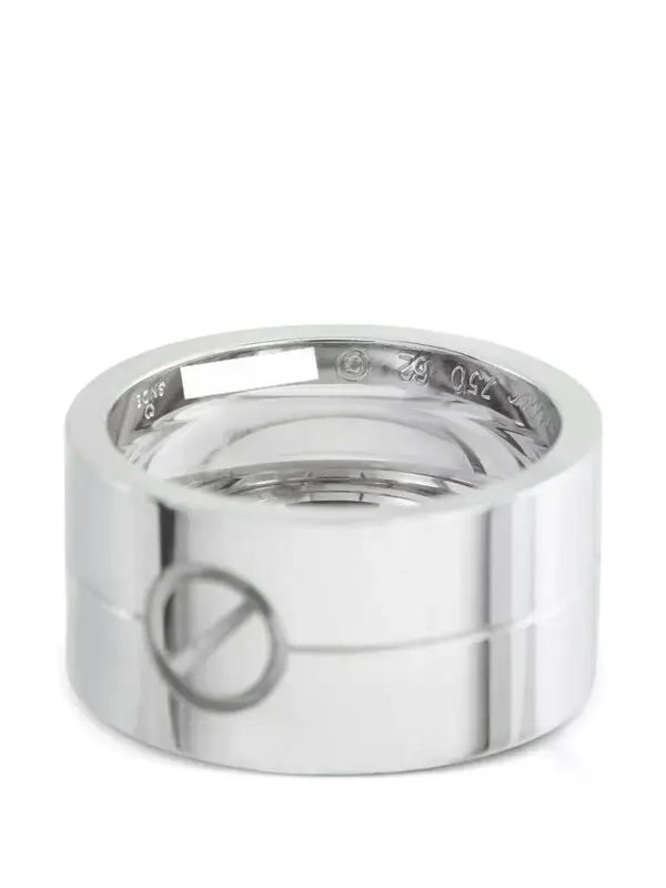 Cartier 18k White Gold Love Screw Motif Wide Band Ring