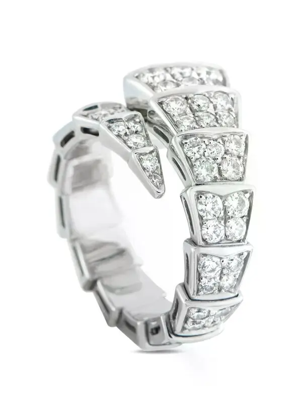 BVLGARI Serpenti Viper Diamond Ring In 18k White Gold