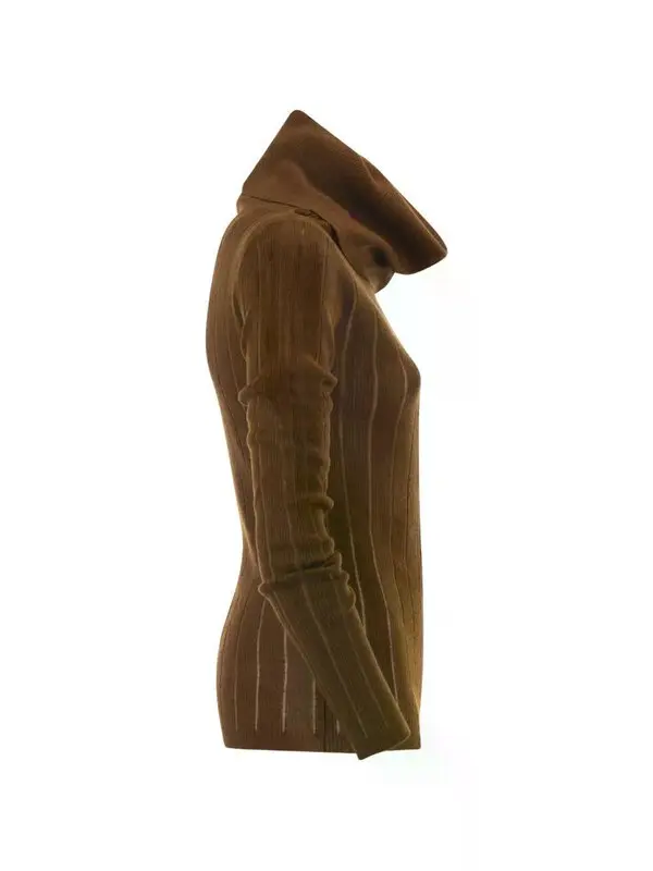Max Mara Ribbed-knit Silk-blend Turtleneck Sweater - Brown