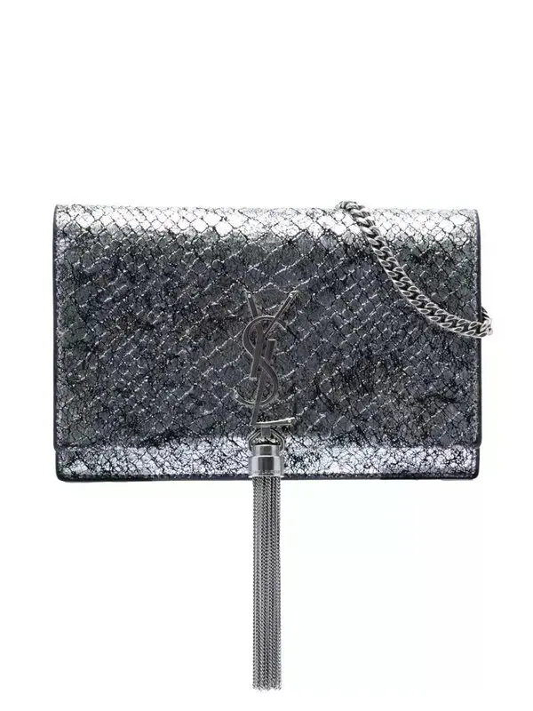 Saint Laurent Monogram Kate Tassel Wallet On Chain Crossbody Bag - Silver