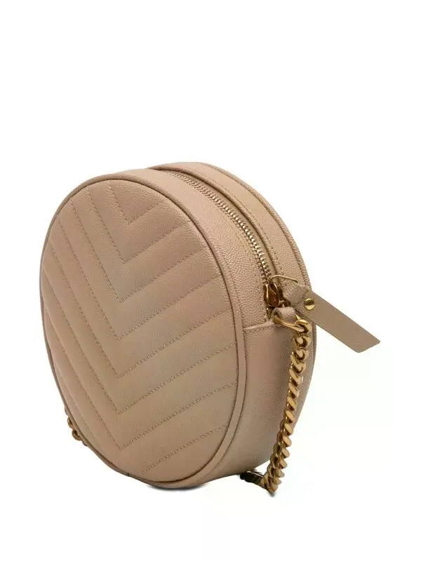 Saint Laurent Grain De Poudre Chevron Round Vinylé Camera Bag