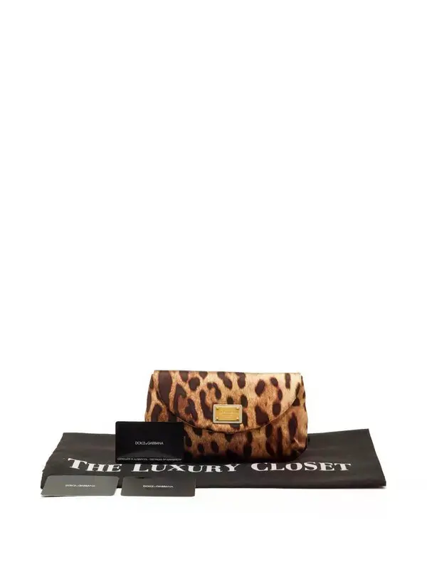 Dolce & Gabbana Leopard Print Flap Clutch Bag