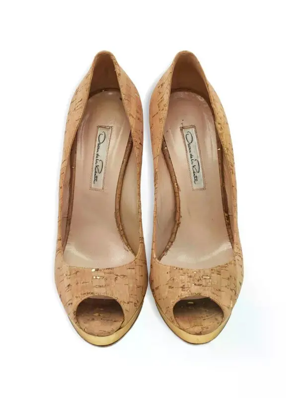 JIMMY CHOO Cork Peep-toe Stiletto Pumps