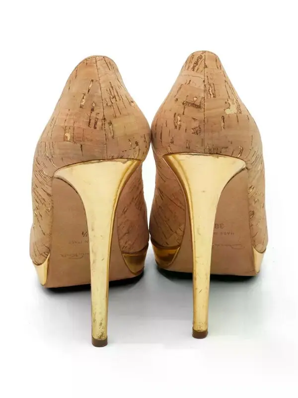 JIMMY CHOO Cork Peep-toe Stiletto Pumps