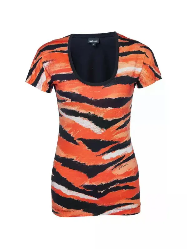 Just Cavalli Animal Print Jersey Top - Orange
