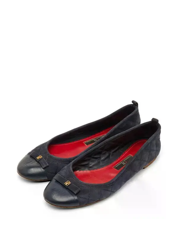 Carolina Herrera Quilted Ballet Flats With Bow Detailing - Blue