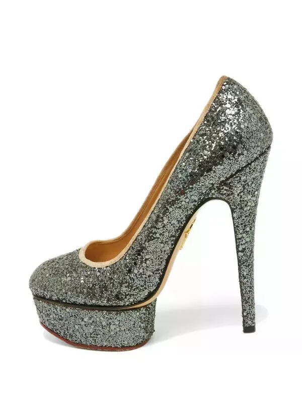 CHARLOTTE OLYMPIA Dolly Glittered Platform Pumps - Grey
