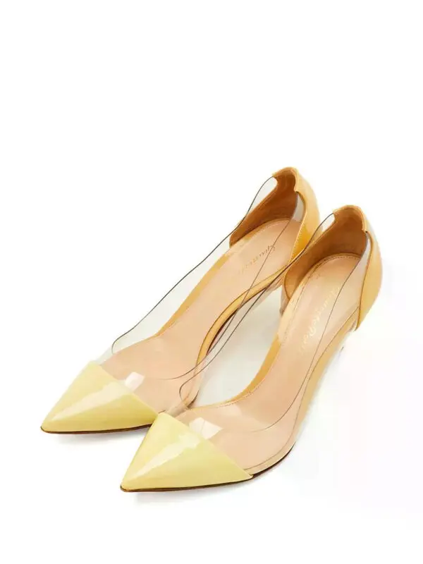 GIANVITO ROSSI Plexi Pointed-toe Heeled Pumps - Neutrals