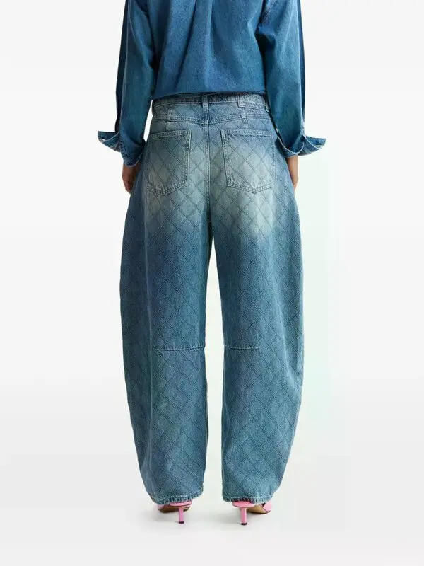 Essentiel Antwerp Diamond-quilted Barrel-leg Jeans