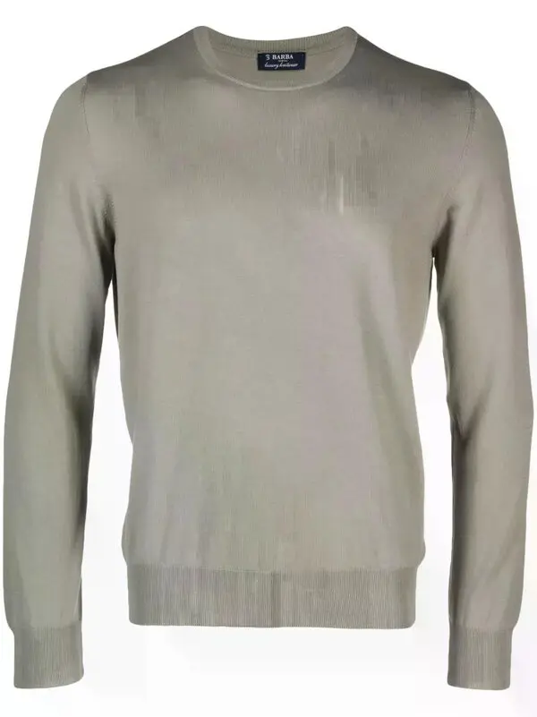 BARBA NAPOLI Crew Neck Cotton Jumper - Green