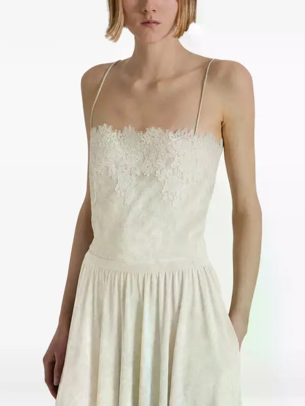 Alberta Ferretti Velvet Lace Trim Cami Top - Neutrals