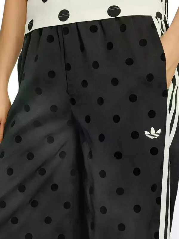 Adidas Polka-dot Satin Wide Leg Track Pants - Black