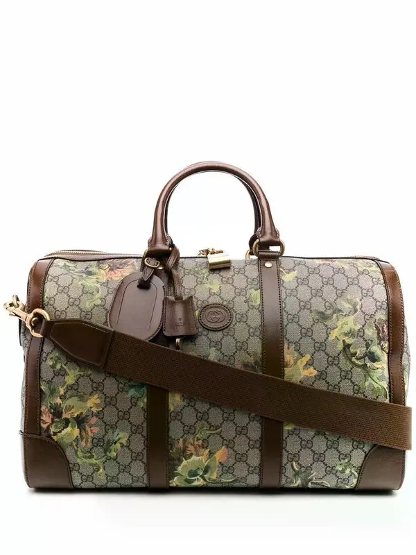 Gucci Gg Supreme Carnation Print Duffle Bag - Neutrals