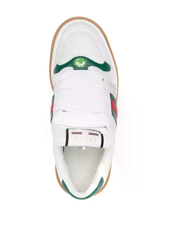 Gucci Leather Screener Sneakers With Web Detail - White