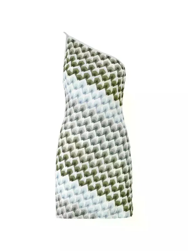 Missoni One-shoulder Chevron Knit Dress - Green