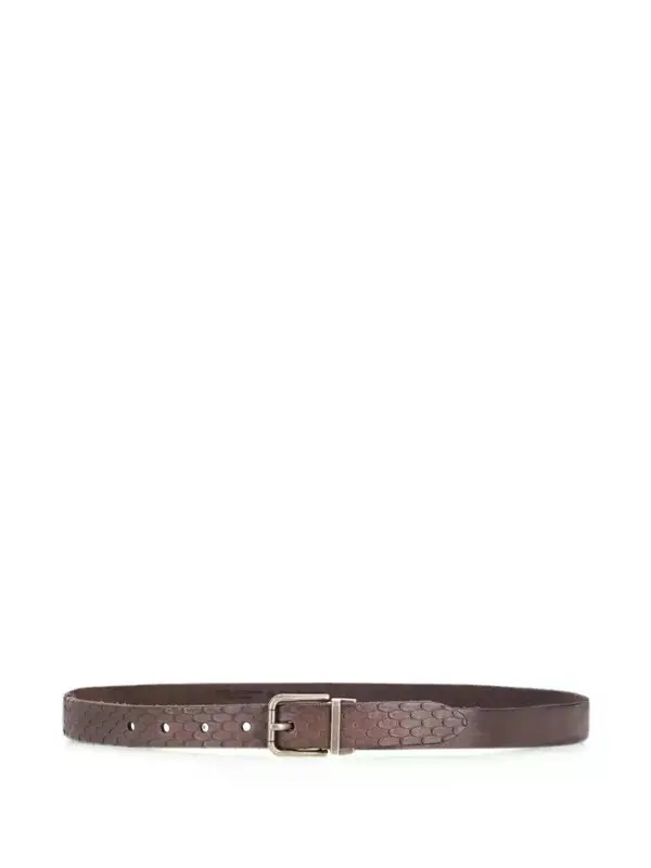 Dolce & Gabbana Scales-effect Leather Belt - Brown