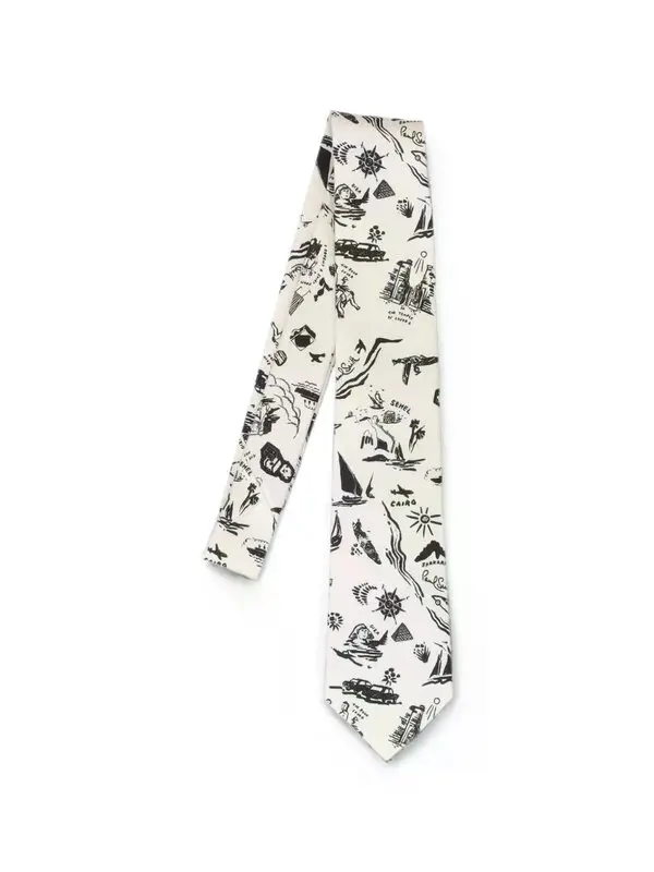 Paul Smith Travel Stories Print Neck Tie - Neutrals