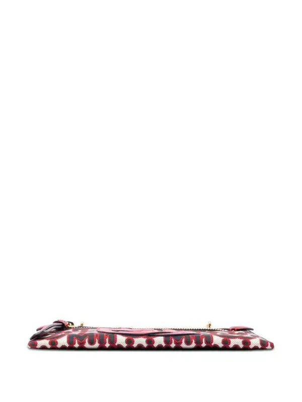 Miu Miu Monogram Jacquard And Goatskin Pouch - Red