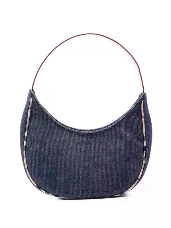 Burberry House Check Trimmed Denim Shoulder Bag - Blue