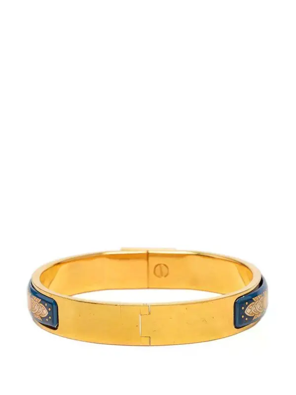 Hermès 20th Century Narrow Printed Enamel Hinged Bracelet